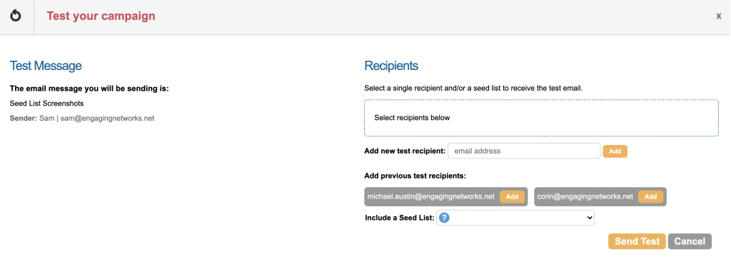 Testing email campaigns