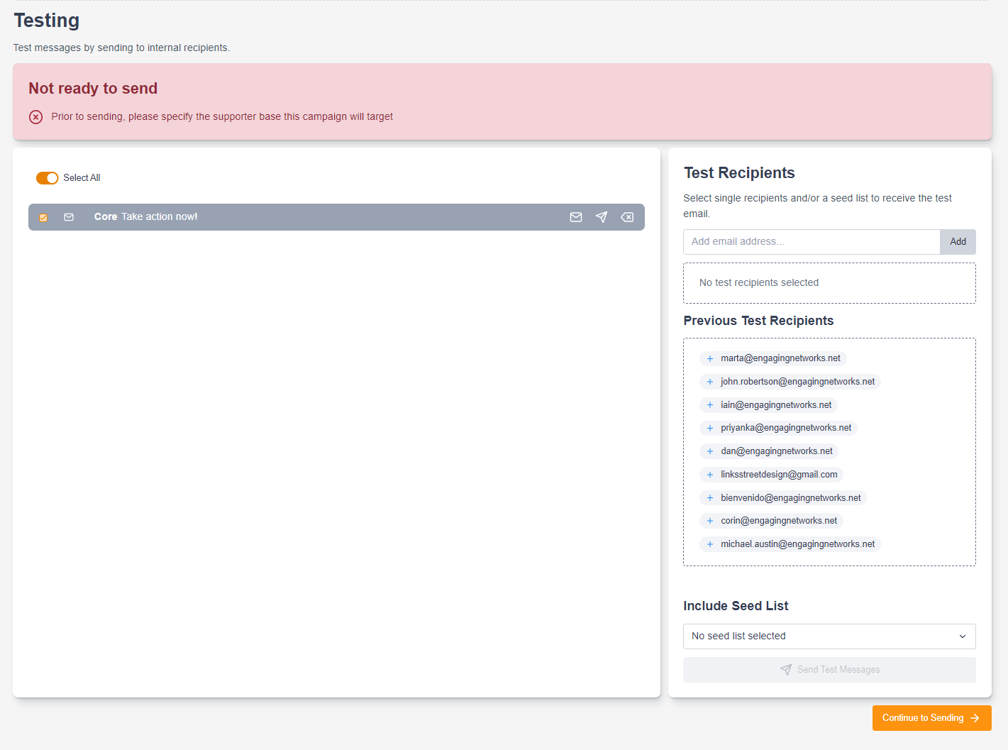 Marketing Tools – Broadcast – Testing a Message