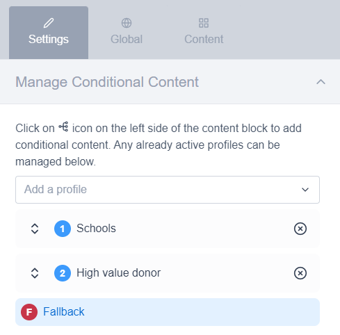Marketing Tools – Conditional Content (per block and per message)