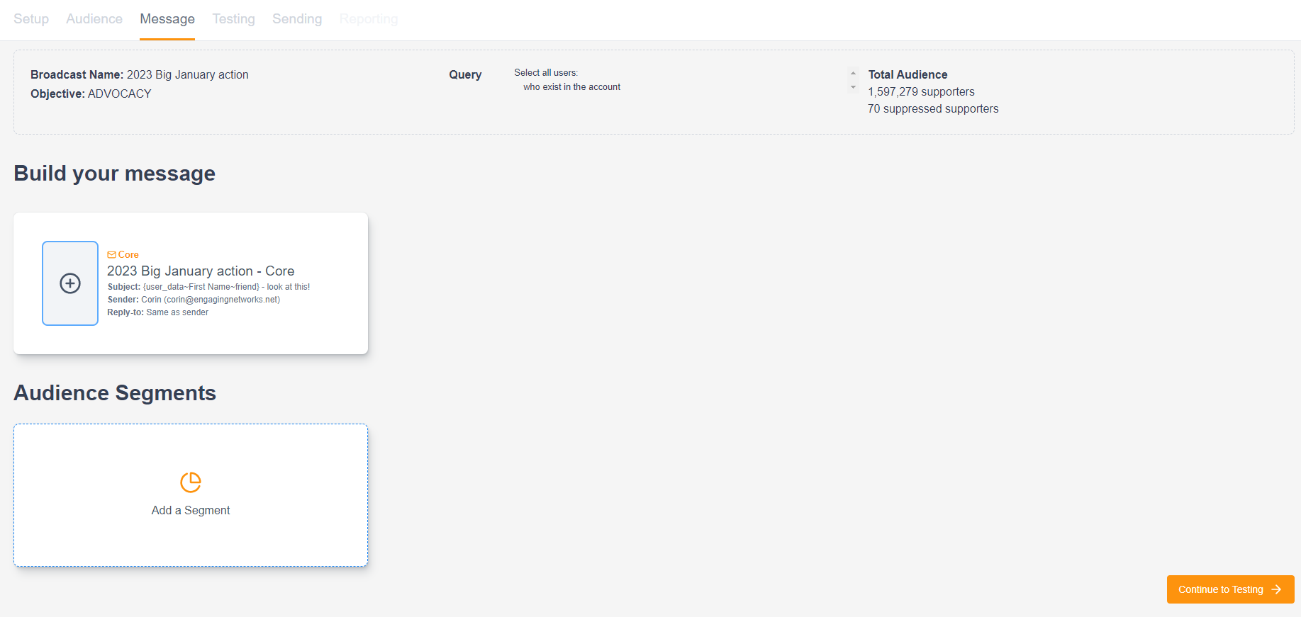 Marketing Tools – Broadcast – Building a Message