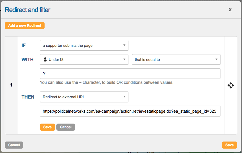 Processing rules – redirect and filter