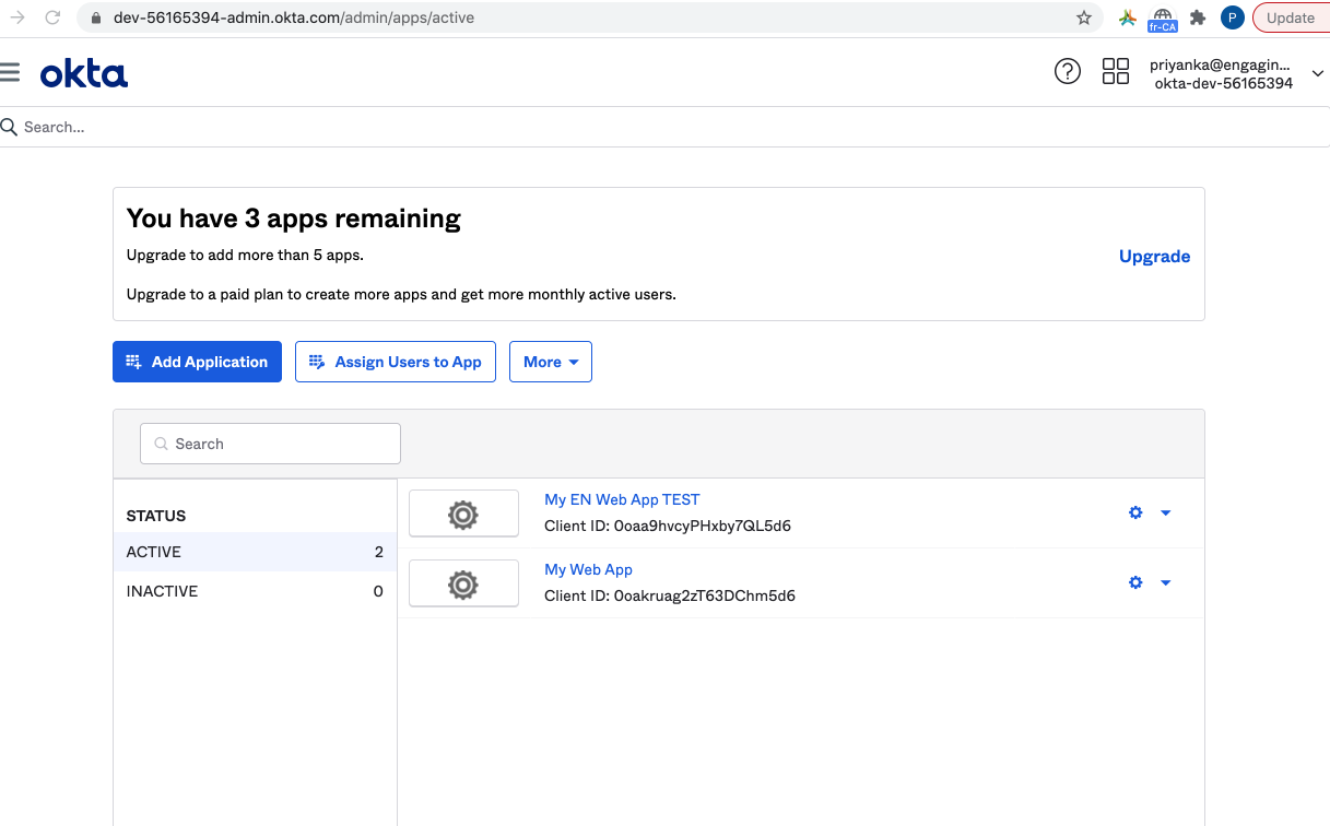 Okta Single Sign On: Accounts