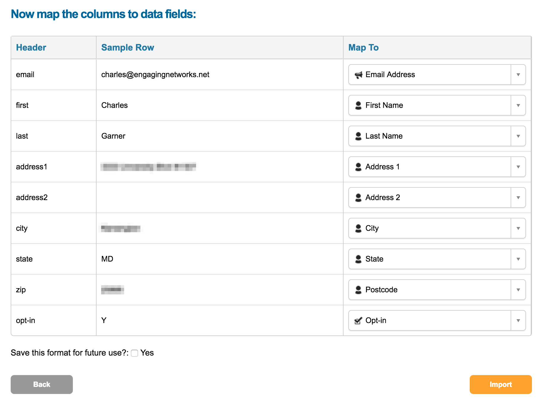 Importing supporter data (front-end)