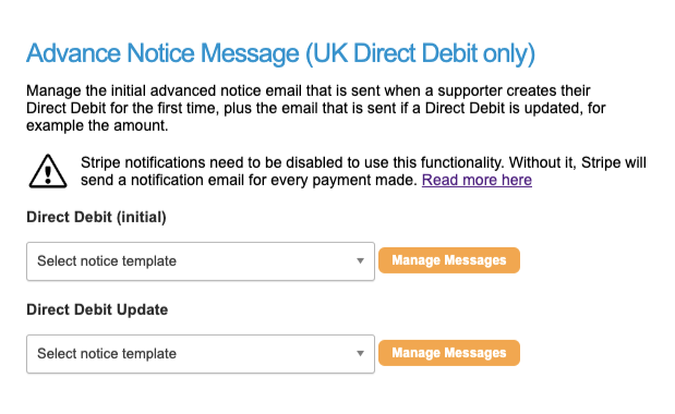 Stripe Bacs Direct Debit UK – Advance Notice Message
